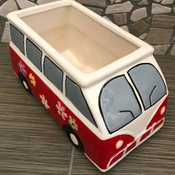 Other | Copy Ceramic Vw Bus Planter Red With Flowers | Poshmark
